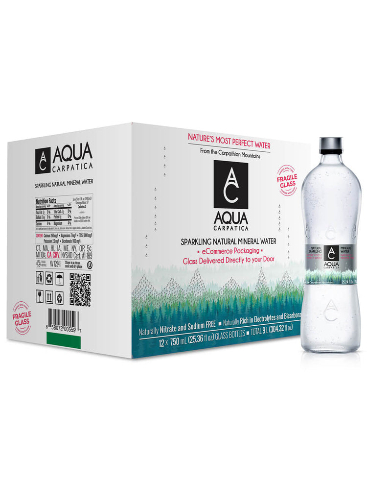 Aqua Carpatica Naturally Sparkling Mineral Water 750ml - Glass (12 Cou